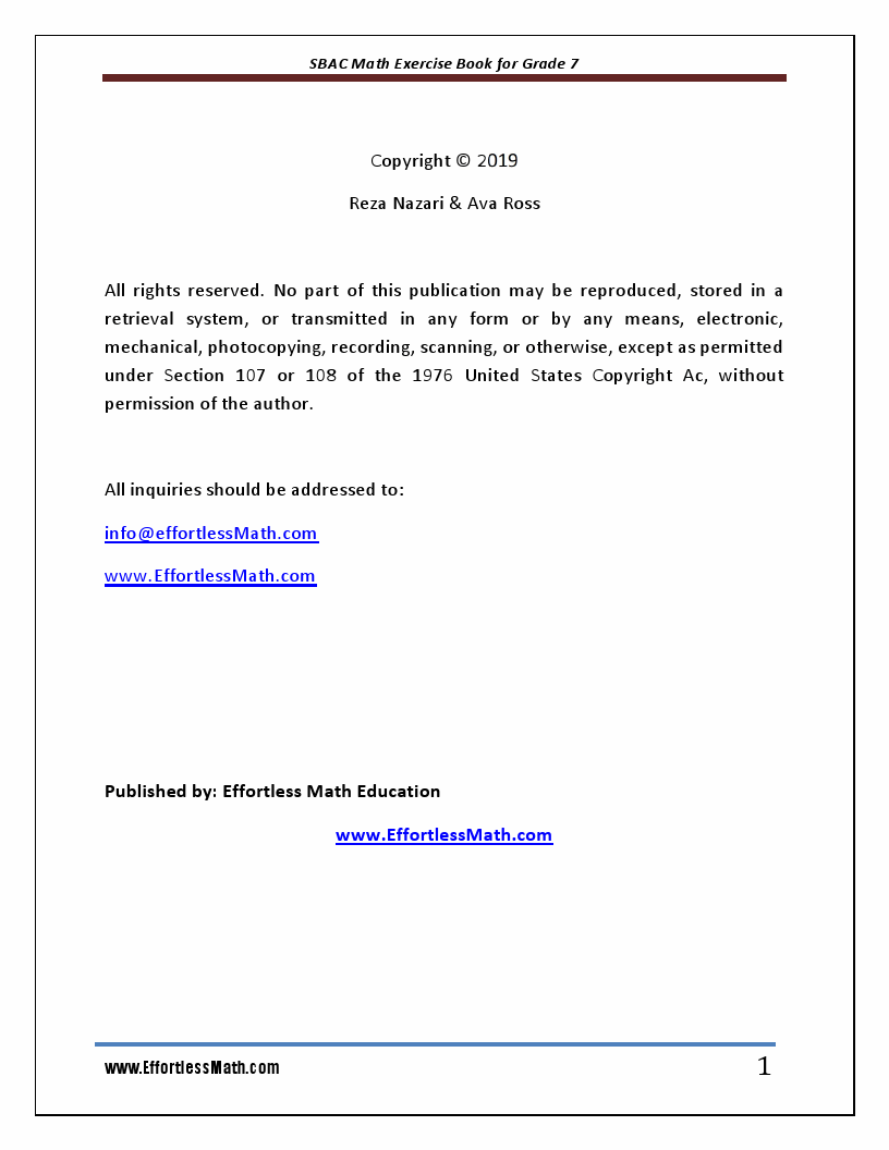 SBAC Math Exercise Book for Grade 7: Student Workbook and Two Realistic ...