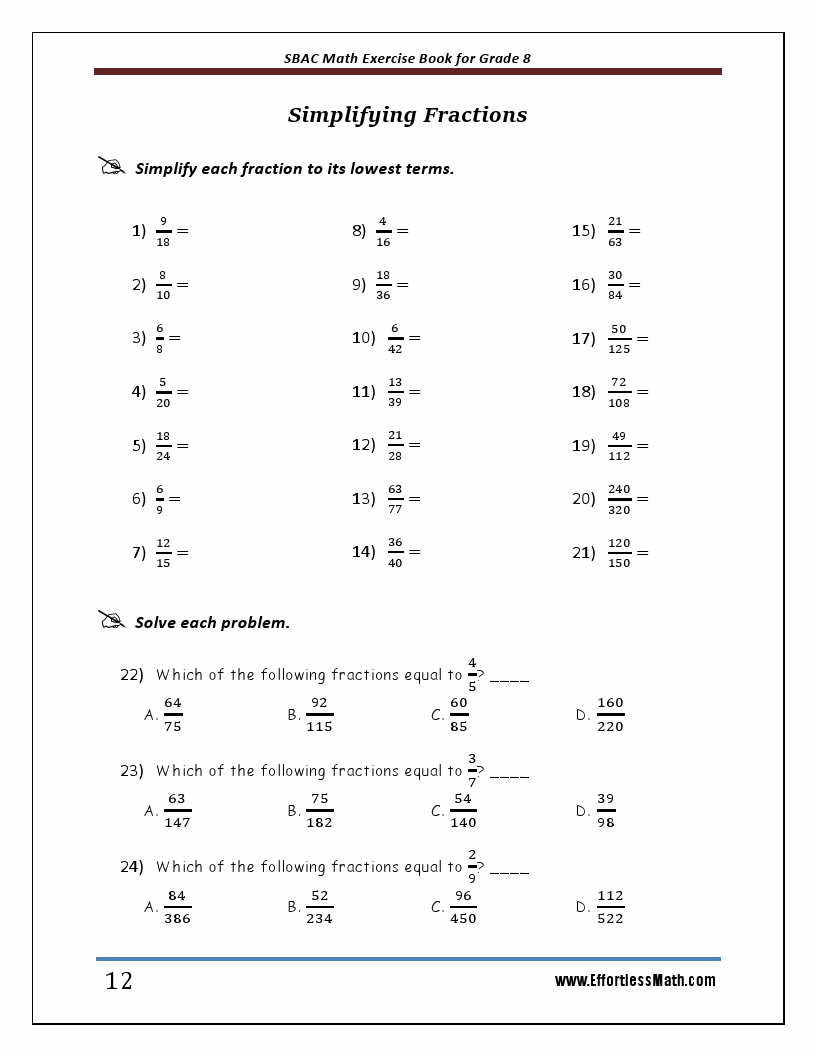 SBAC Math Exercise Book for Grade 8: Student Workbook and Two Realistic ...