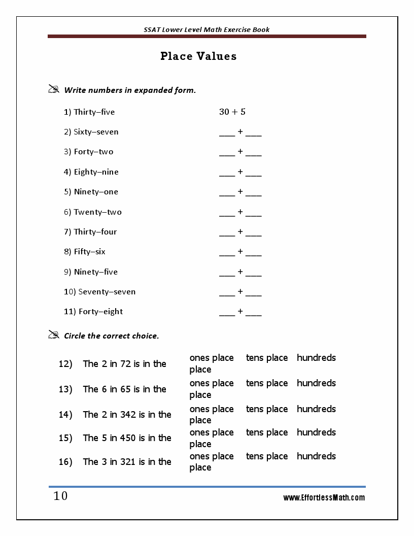 SSAT Lower Level Math Exercise Book: Student Workbook and Two Realistic ...