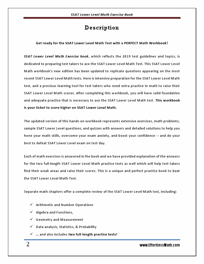 SSAT Lower Level Math Exercise Book: Student Workbook and Two Realistic ...