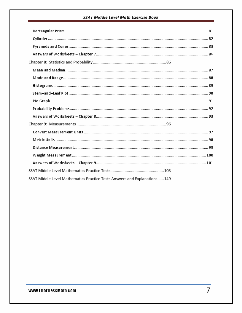 SSAT Middle Level Math Exercise Book: Student Workbook and Two ...
