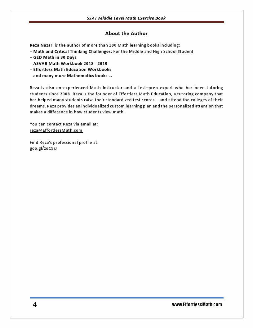 SSAT Middle Level Math Exercise Book: Student Workbook and Two ...