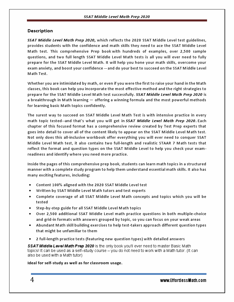 SSAT Middle Level Math Prep 2020: A Comprehensive Review and Step-By ...