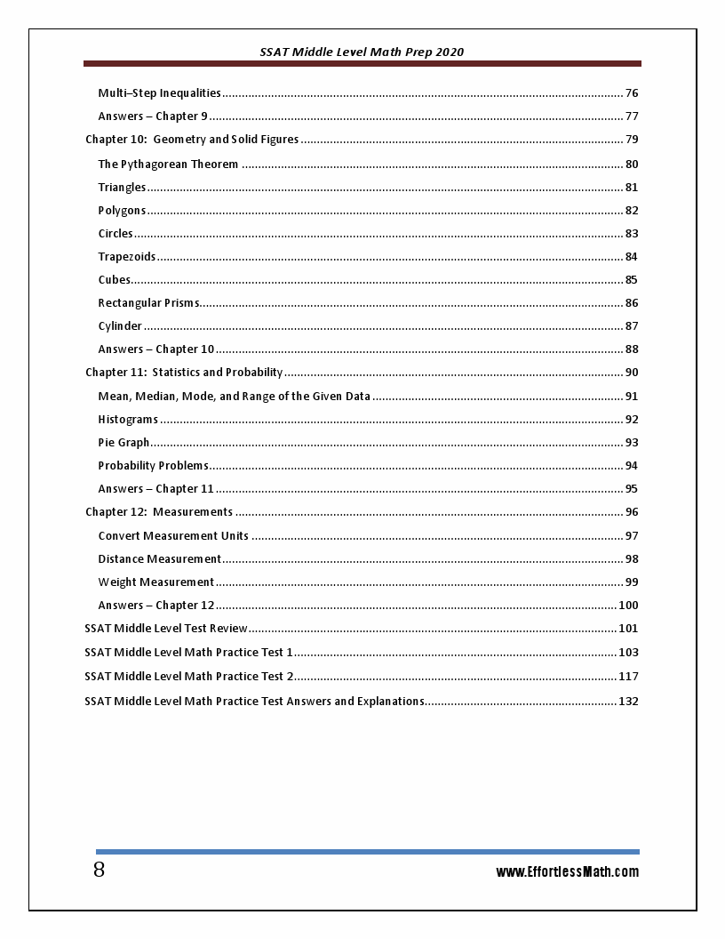 SSAT Middle Level Math Prep 2020: A Comprehensive Review and Step-By ...
