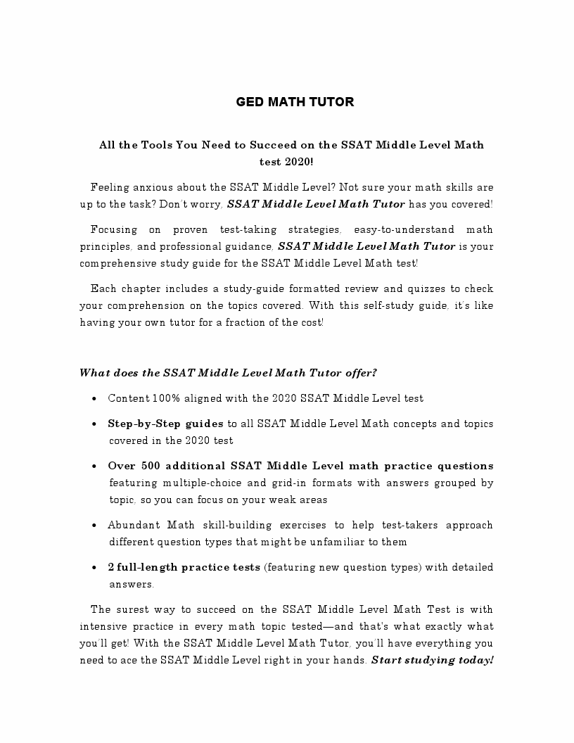 SSAT Middle Level Math Tutor: Everything You Need to Help Achieve an ...