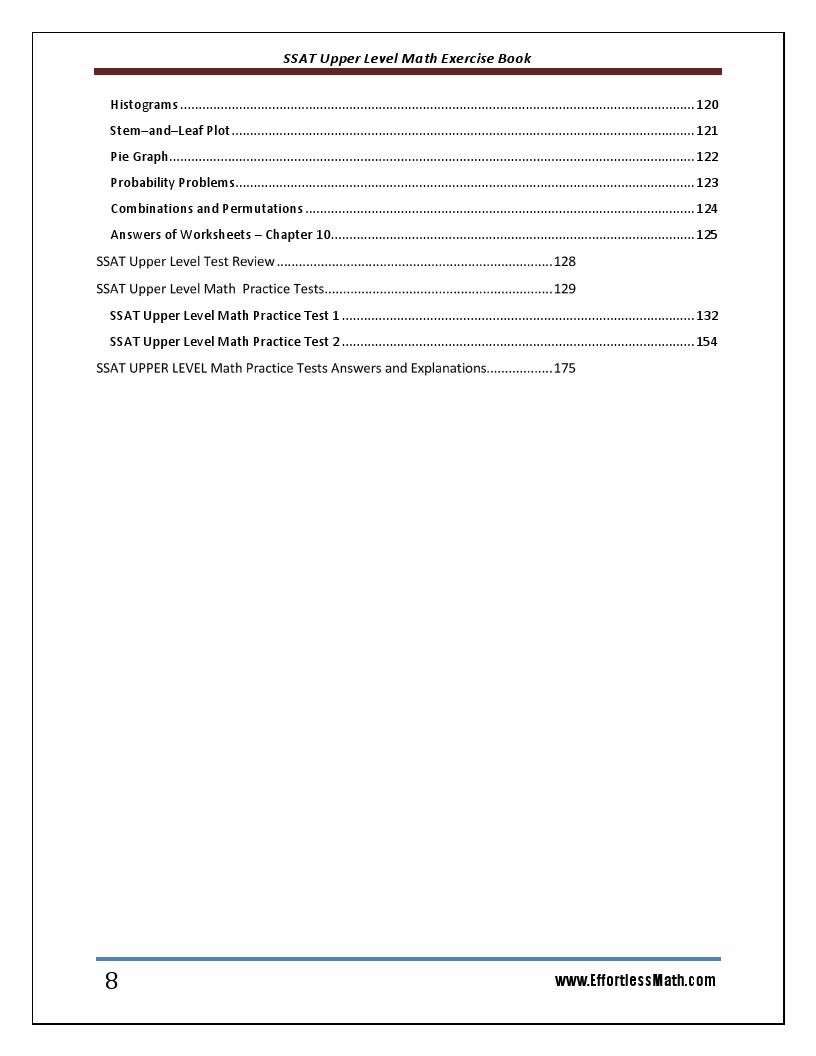 SSAT Upper Level Math Exercise Book: Student Workbook and Two Realistic ...