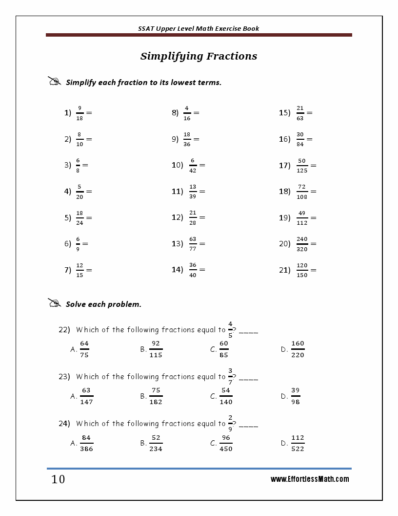 SSAT Upper Level Math Exercise Book: Student Workbook and Two Realistic ...