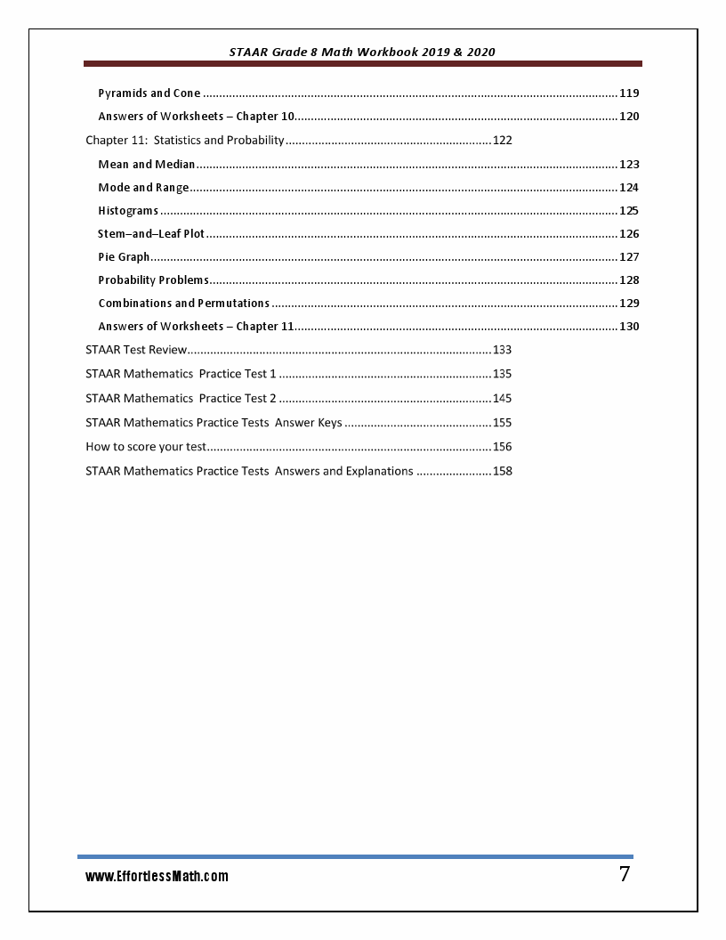 Staar Grade 8 Math Workbook 2019 And 2020 Extra Practice For An