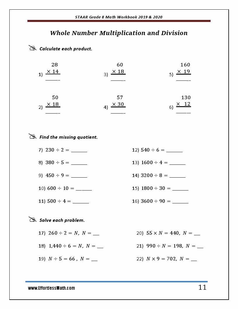 Staar Grade 8 Math Workbook 2019 And 2020 Extra Practice For An