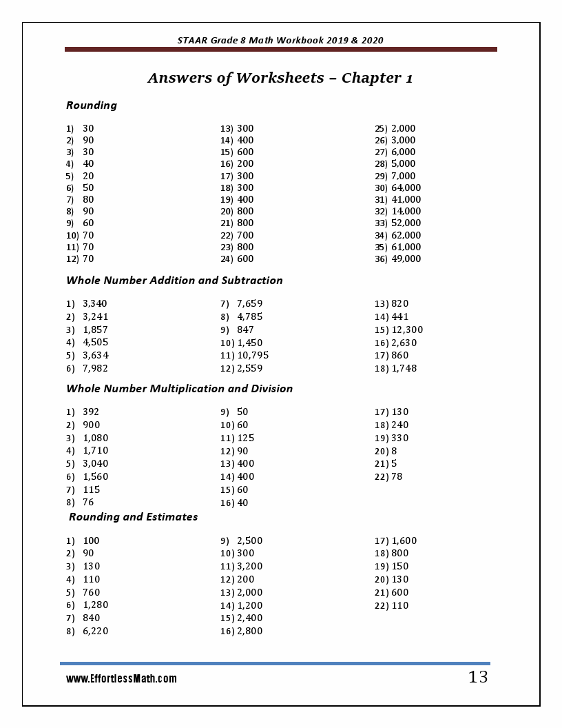 Staar Grade 8 Math Workbook 2019 And 2020 Extra Practice For An