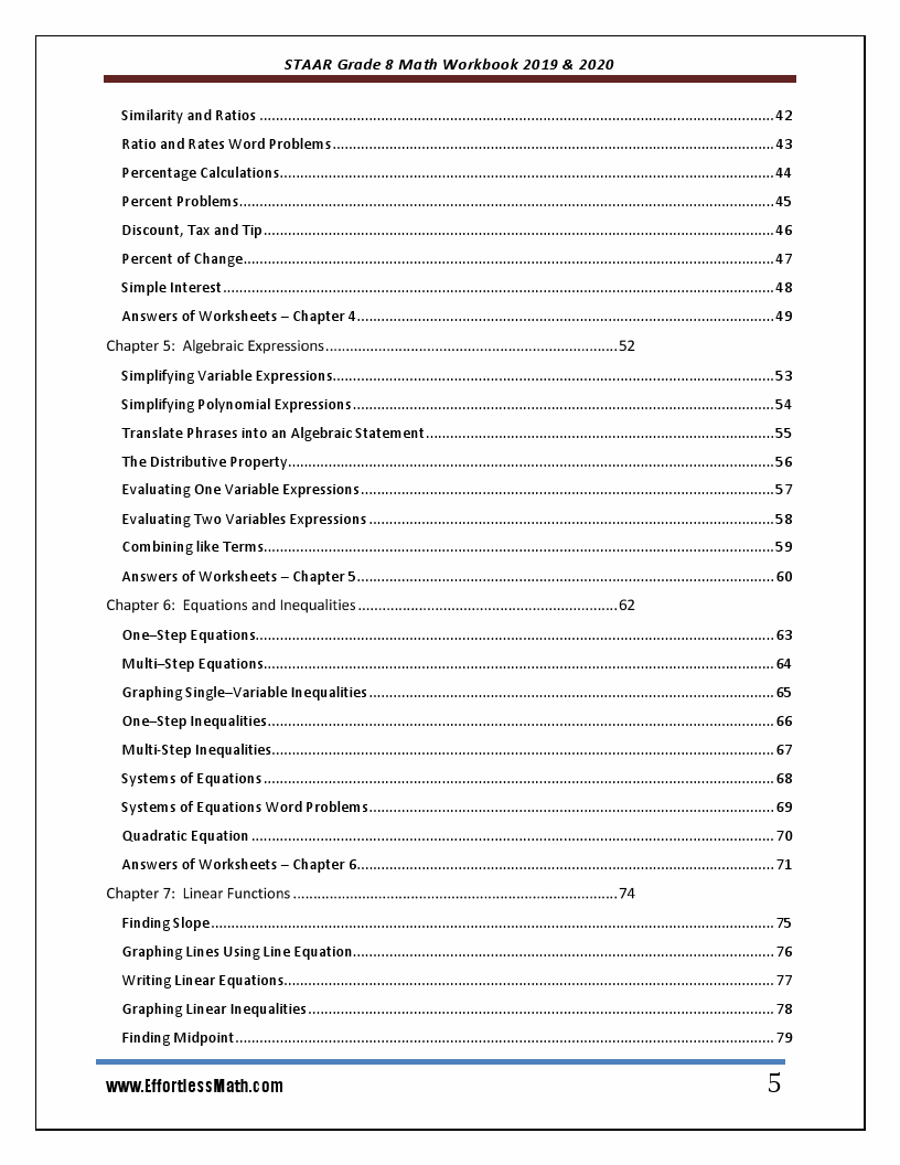 Staar Grade 8 Math Workbook 2019 And 2020 Extra Practice For An