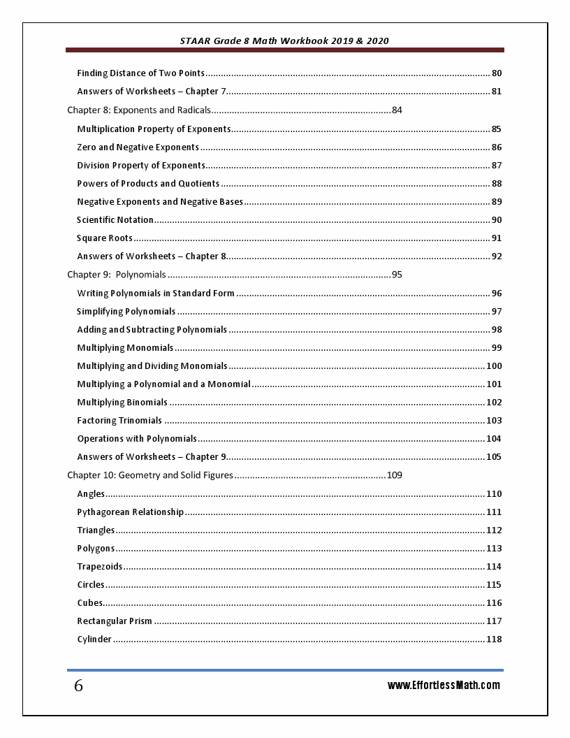 Staar Grade 8 Math Workbook 2019 And 2020 Extra Practice For An