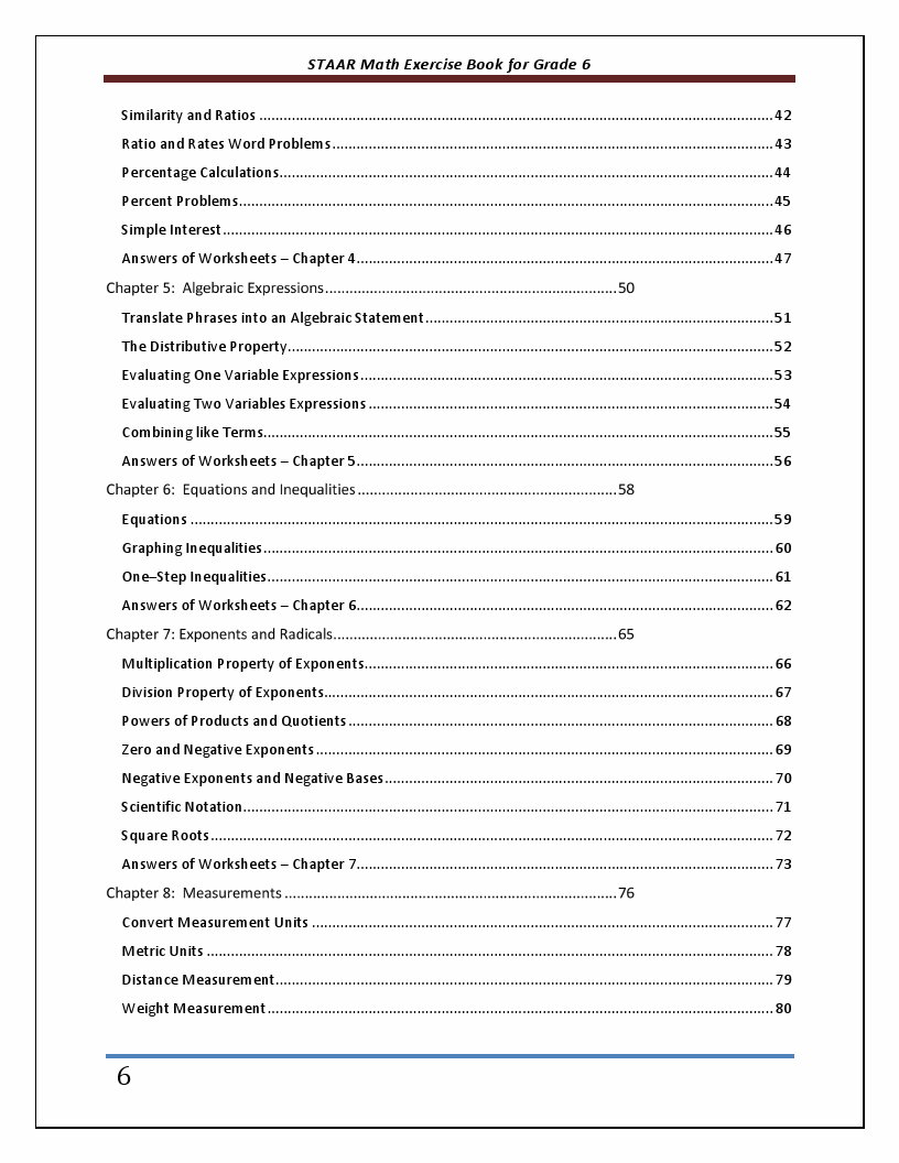 STAAR Math Exercise Book for Grade 6: Student Workbook and Two ...