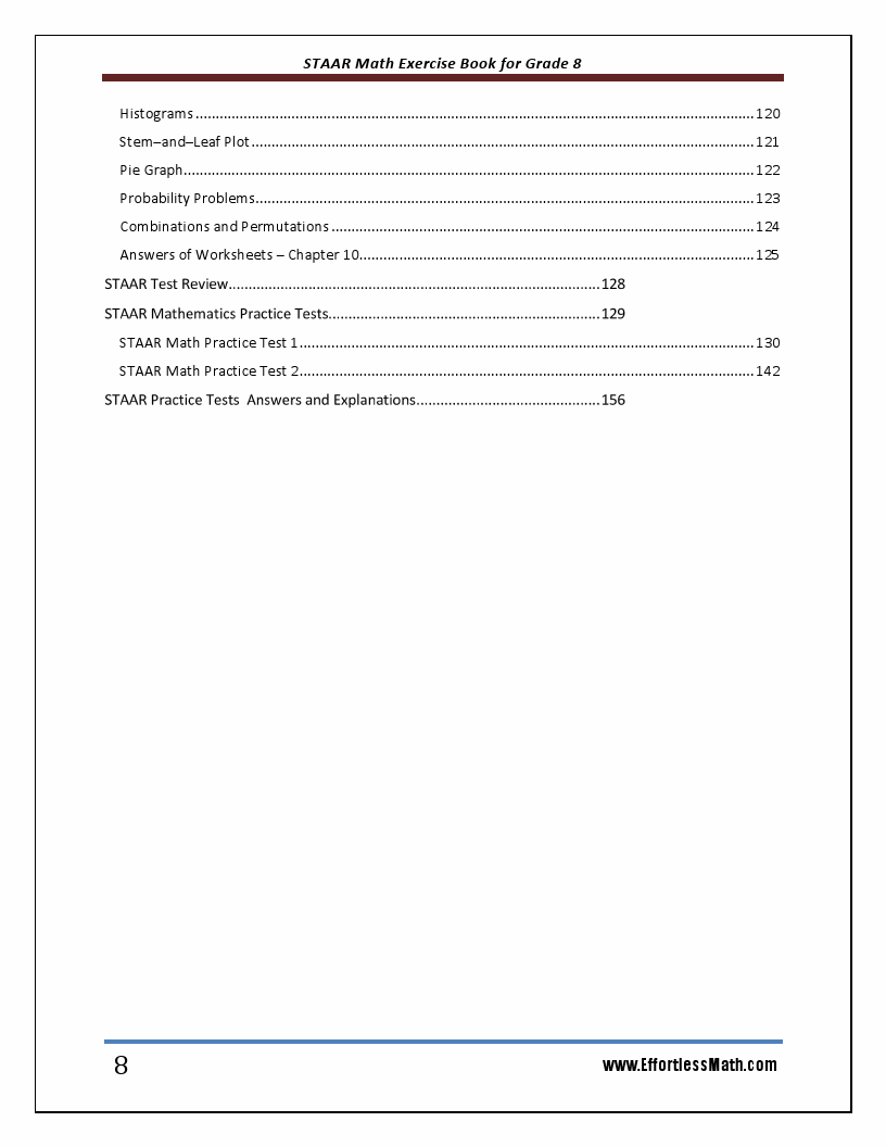 STAAR Math Exercise Book for Grade 8: Student Workbook and Two ...