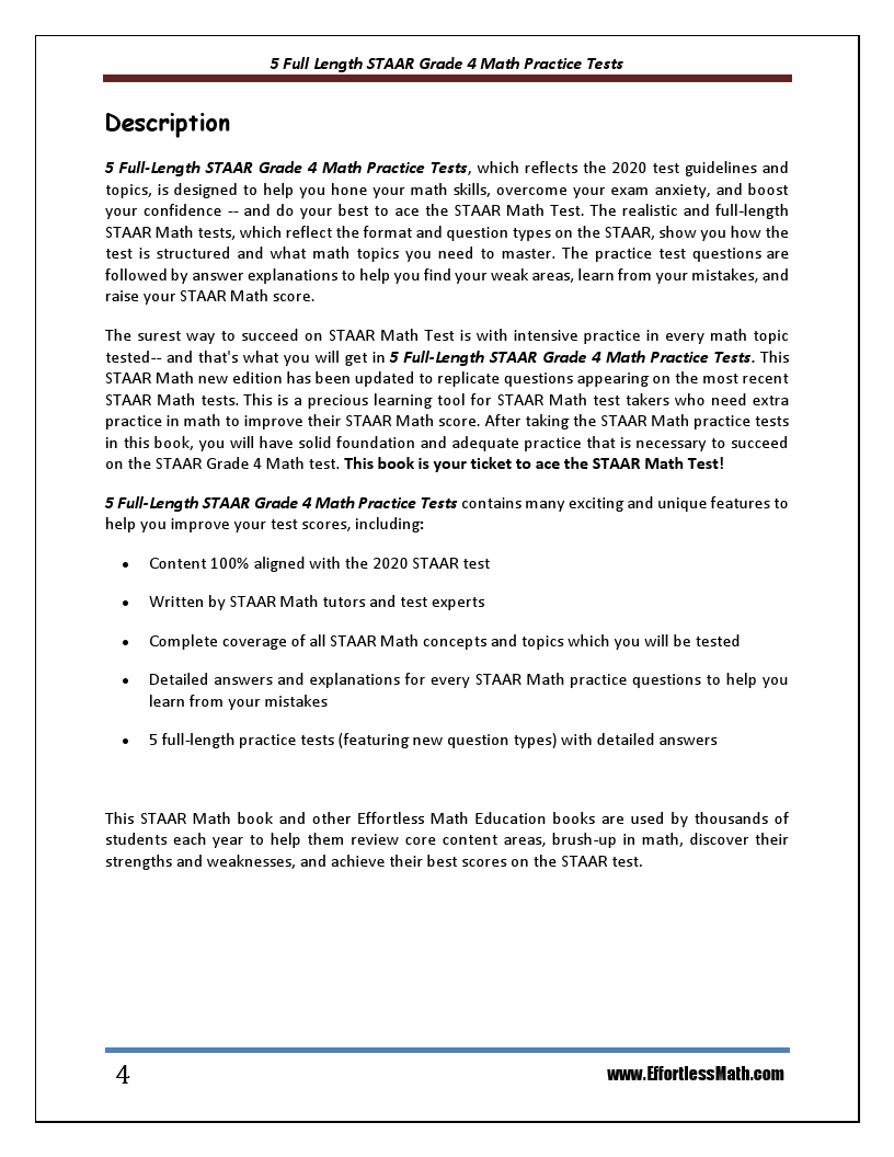 5 Full-Length STAAR Grade 4 Math Practice Tests: The Practice You Need ...