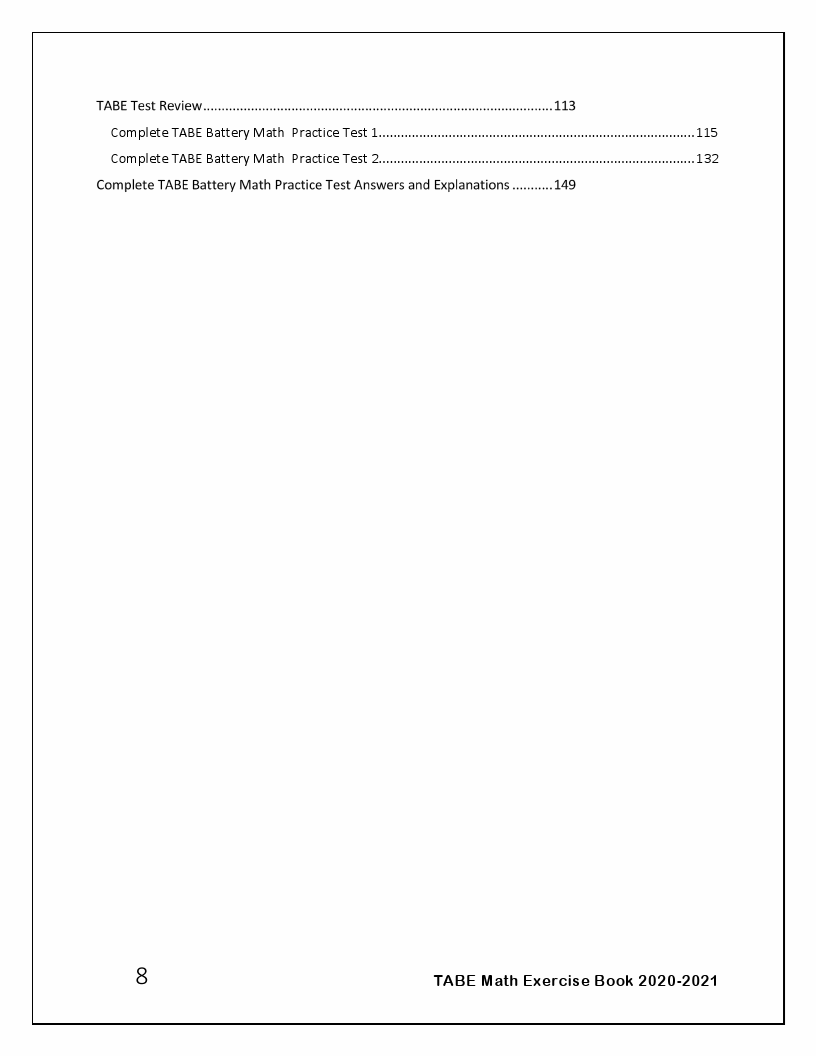 TABE Math Exercise Book 2020-2021: Student Workbook and Two Full-Length ...