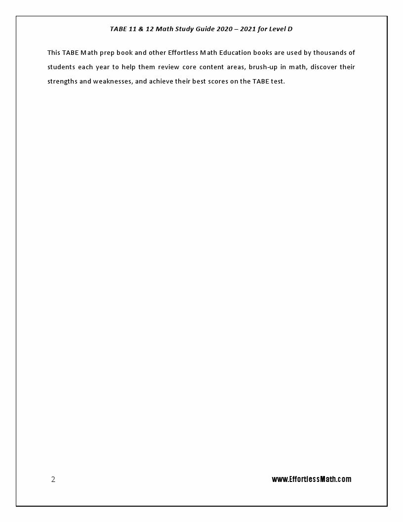 TABE 11 & 12 Math Study Guide 2020 – 2021 for Level D: A Comprehensive ...
