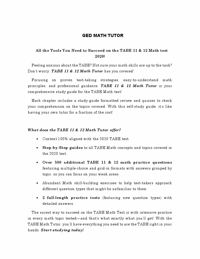 TABE 11 & 12 Math Tutor: Everything You Need to Help Achieve an ...