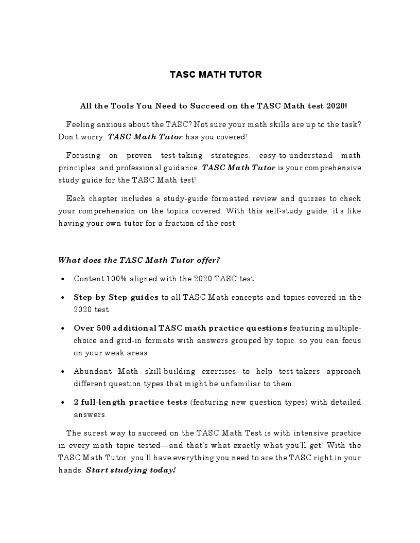 TASC Math Tutor: Everything You Need to Help Achieve an Excellent Score ...