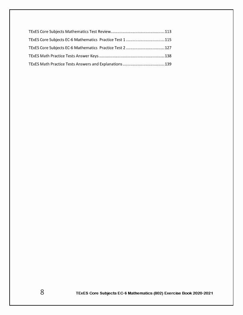 TExES Core Subjects EC-6 Mathematics (802) Exercise Book 2020-2021 ...