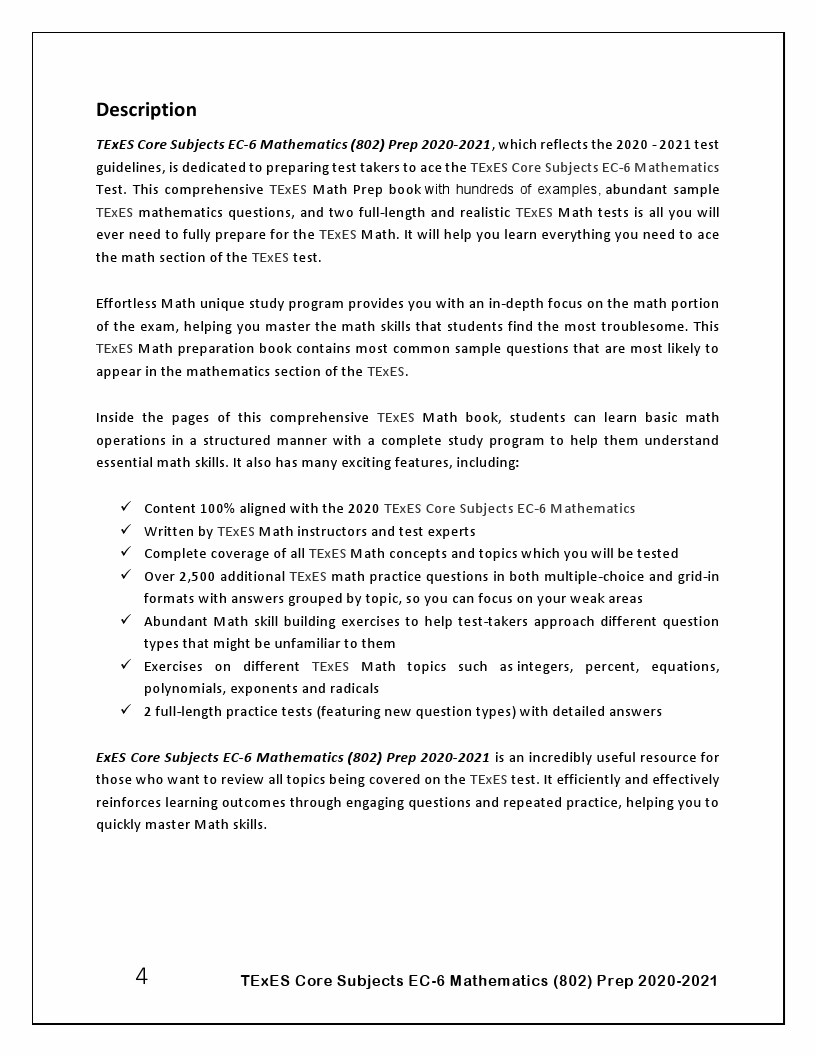 TExES Core Subjects EC-6 Mathematics (802) Prep 2020-2021: The Most ...