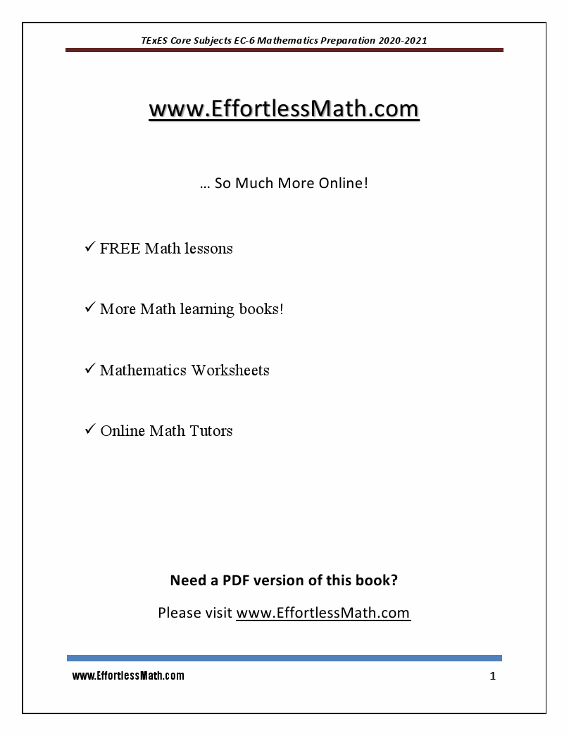 TExES Core Subjects EC-6 Mathematics Preparation 2020 – 2021: TExES ...