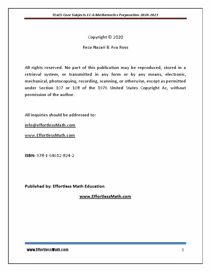 TExES Core Subjects EC-6 Mathematics Preparation 2020 – 2021: TExES ...