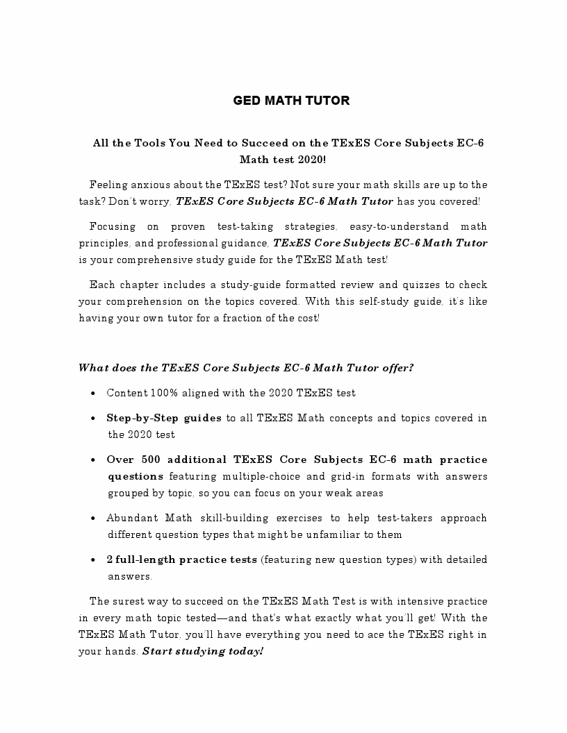 TExES Core Subjects EC-6 Math Tutor: Everything You Need to Help ...