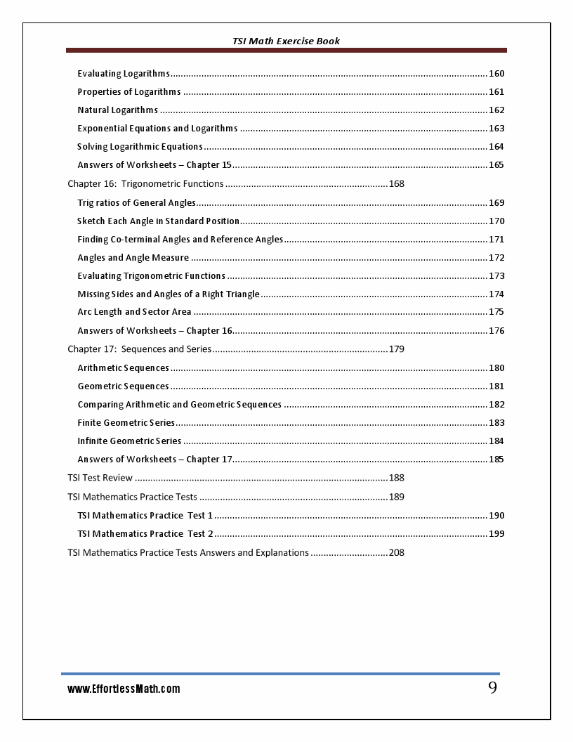 TSI Math Exercise Book: Student Workbook and Two Realistic TSI Math ...