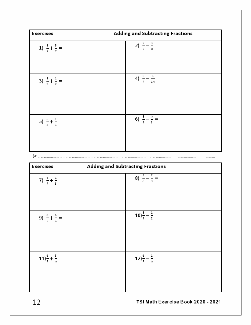 TSI Math Exercise Book 2020-2021: Student Workbook and Two Full-Length ...