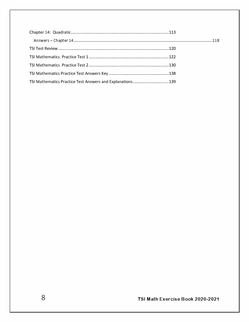 TSI Math Exercise Book 2020-2021: Student Workbook and Two Full-Length ...