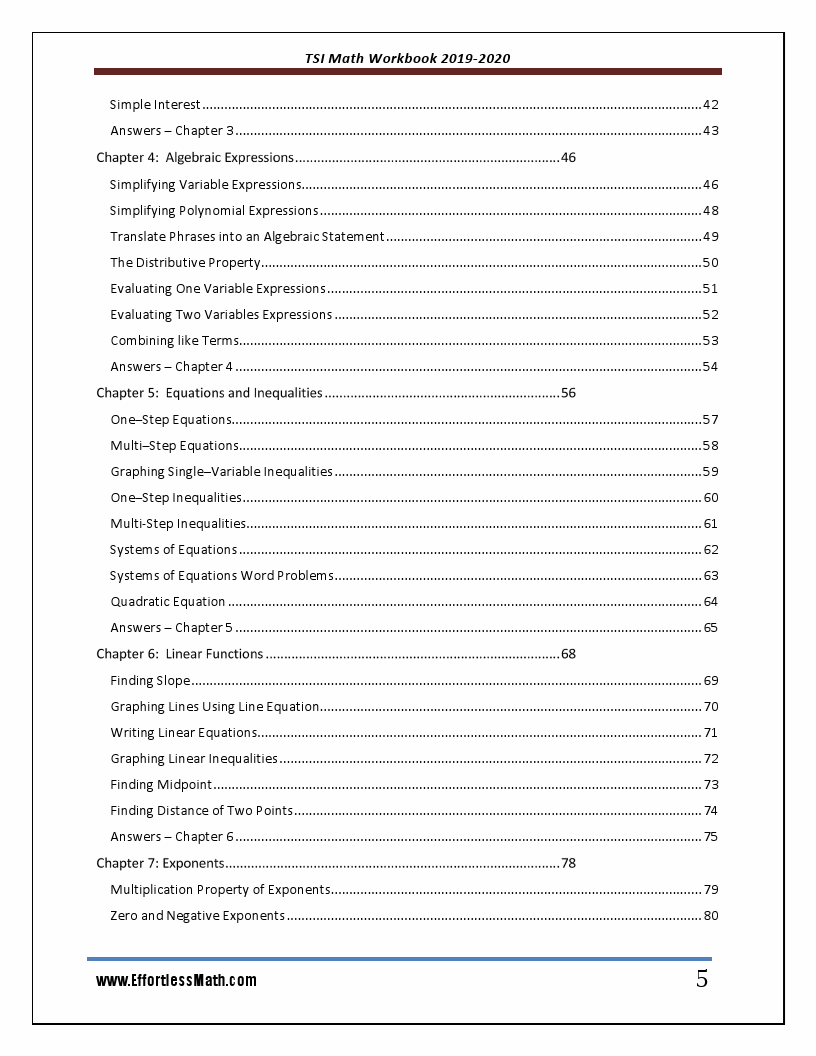 TSI Math Workbook 2019 & 2020: Extra Practice for an Excellent Score ...