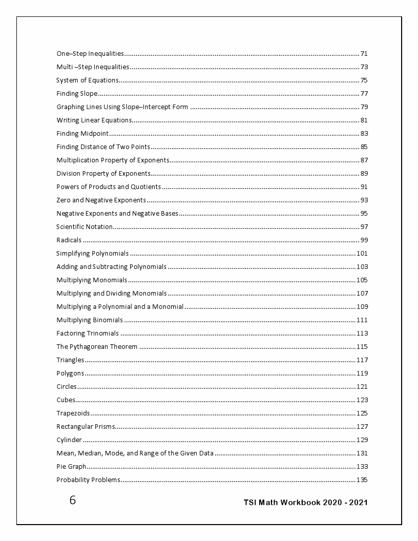 TSI Math Workbook 2020 – 2021: The Most Comprehensive Review for the ...