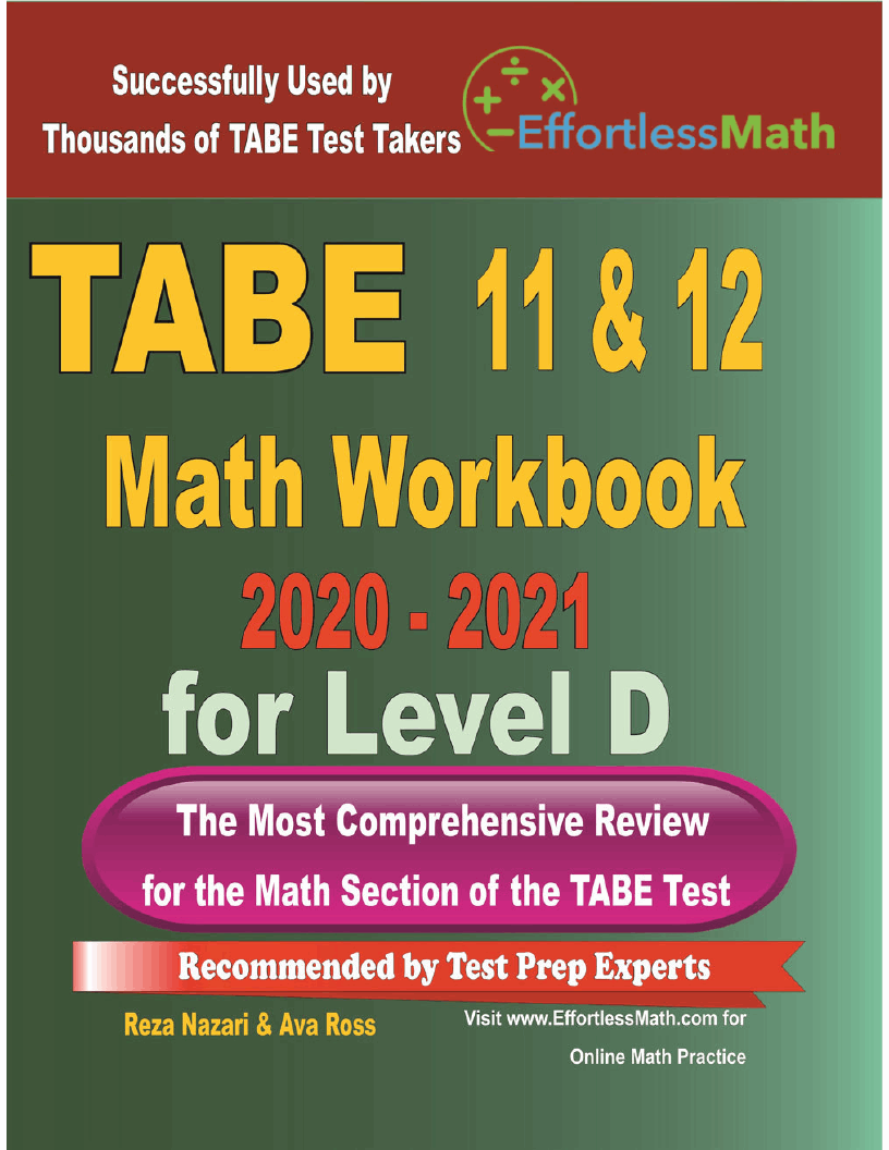 TABE 11 & 12 Math Workbook 2020 – 2021 for Level D: The Most ...