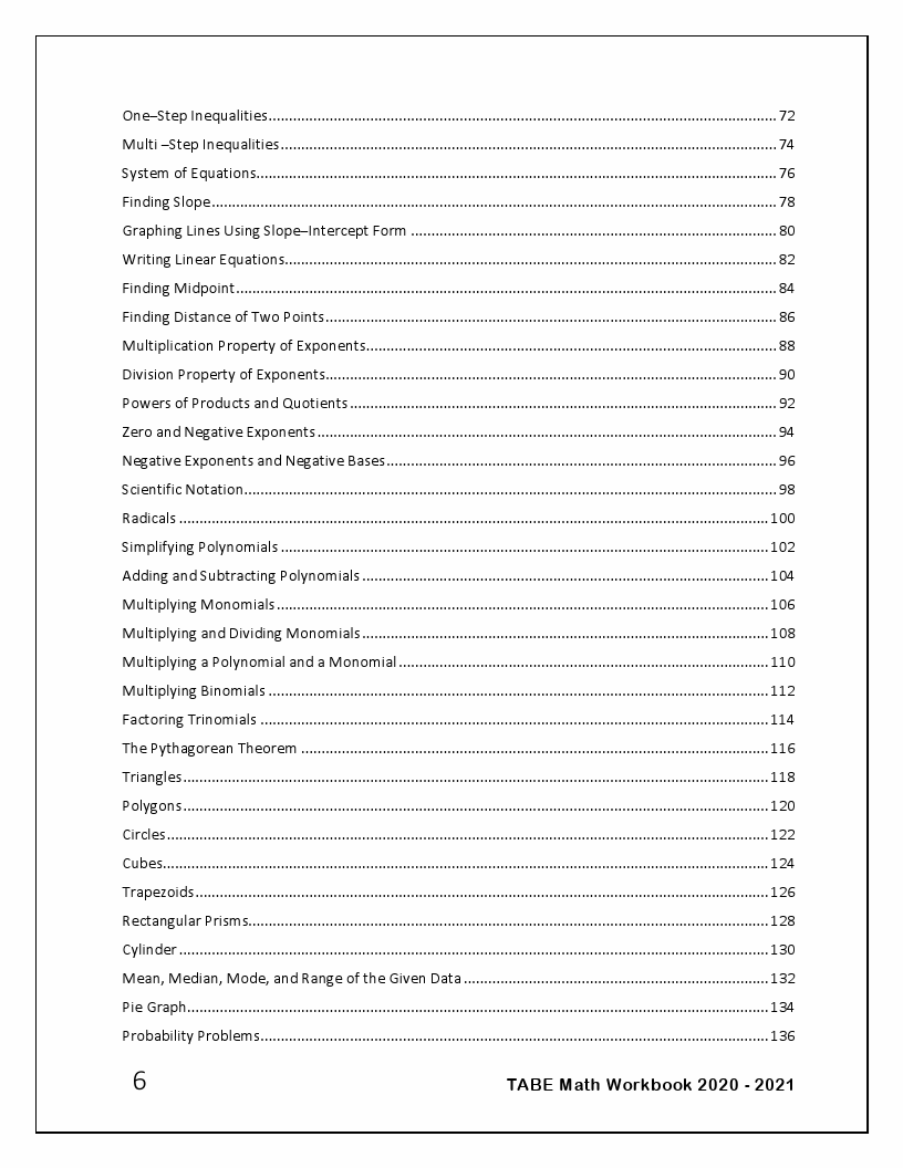 TABE 11 & 12 Math Workbook 2020 – 2021 for Level D: The Most ...