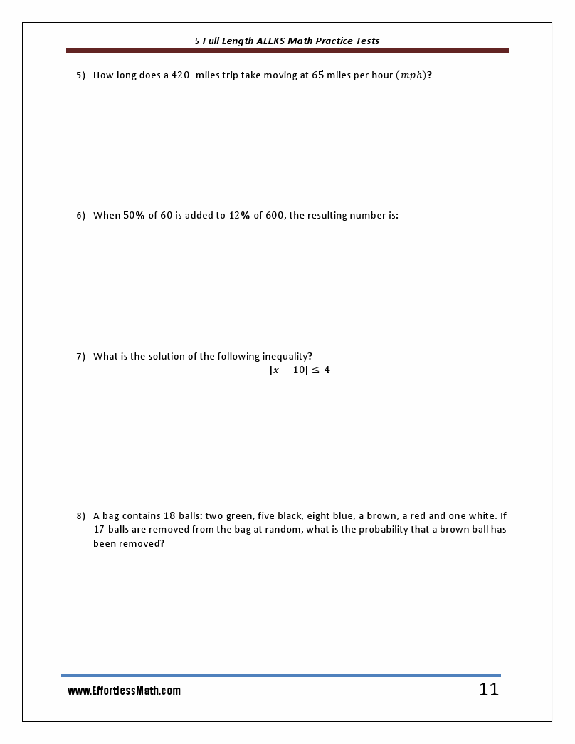 5 Full Length ALEKS Math Practice Tests: The Practice You Need to Ace ...