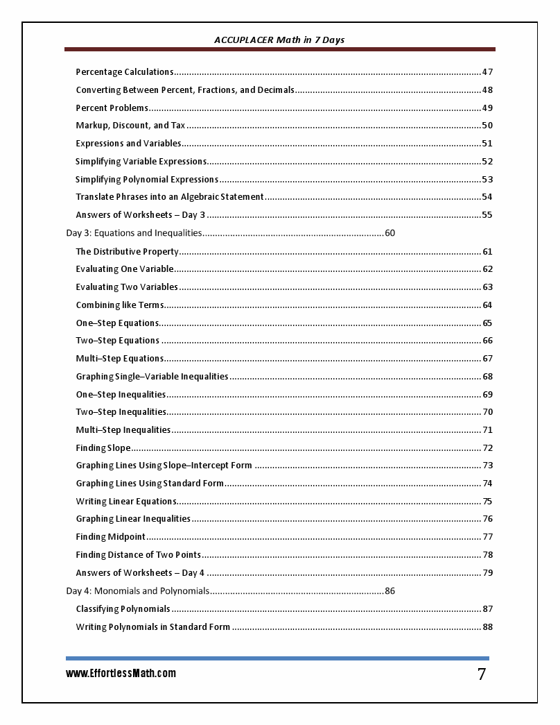 ACCUPLACER Math in 7 Days: Step-By-Step Guide to Preparing for the ...
