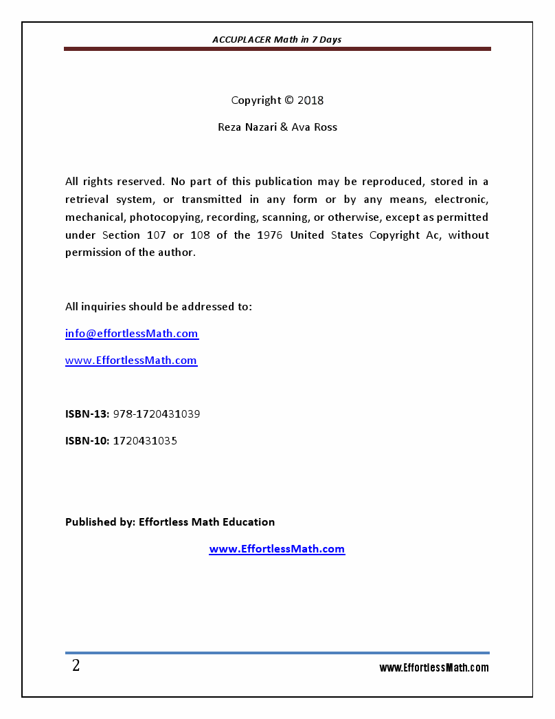 ACCUPLACER Math in 7 Days: Step-By-Step Guide to Preparing for the ...