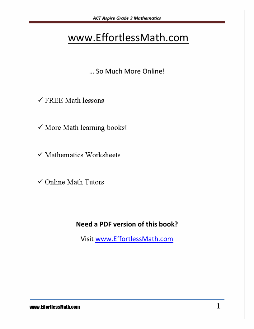 ACT Aspire Grade 3 Mathematics: A Comprehensive Review and Ultimate ...