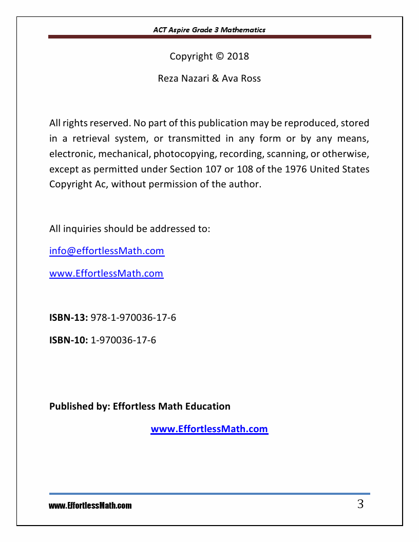 ACT Aspire Grade 3 Mathematics: A Comprehensive Review and Ultimate ...