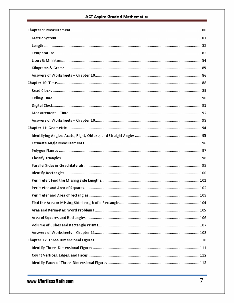 ACT Aspire Grade 4 Mathematics: A Comprehensive Review and Ultimate ...