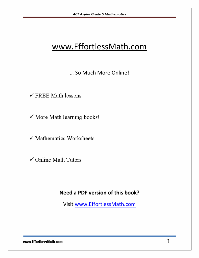 ACT Aspire Grade 5 Mathematics: A Comprehensive Review and Ultimate ...