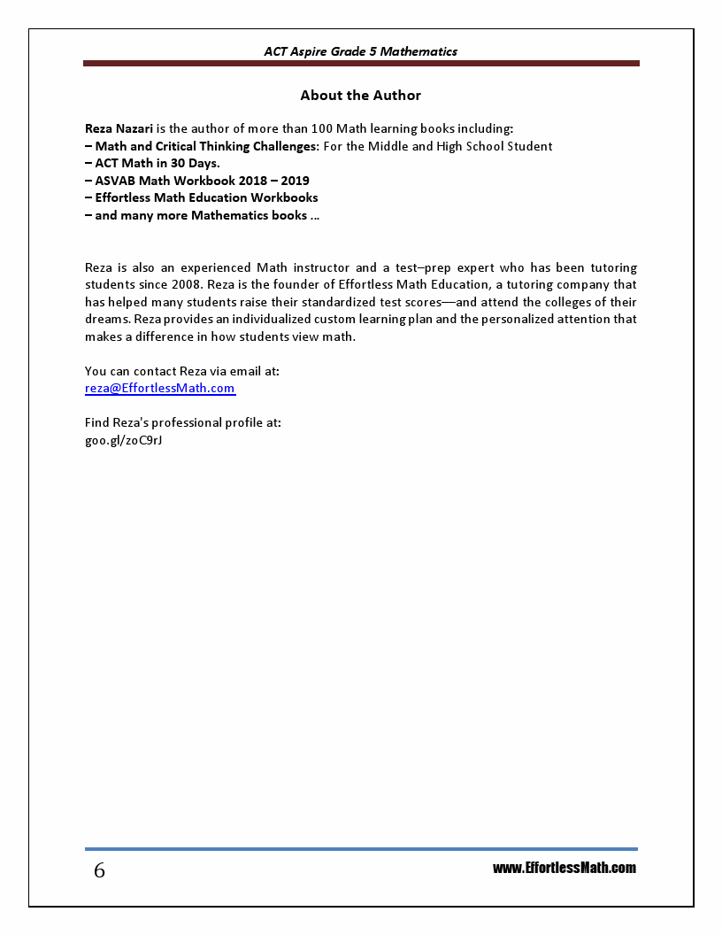 ACT Aspire Grade 5 Mathematics: A Comprehensive Review and Ultimate ...