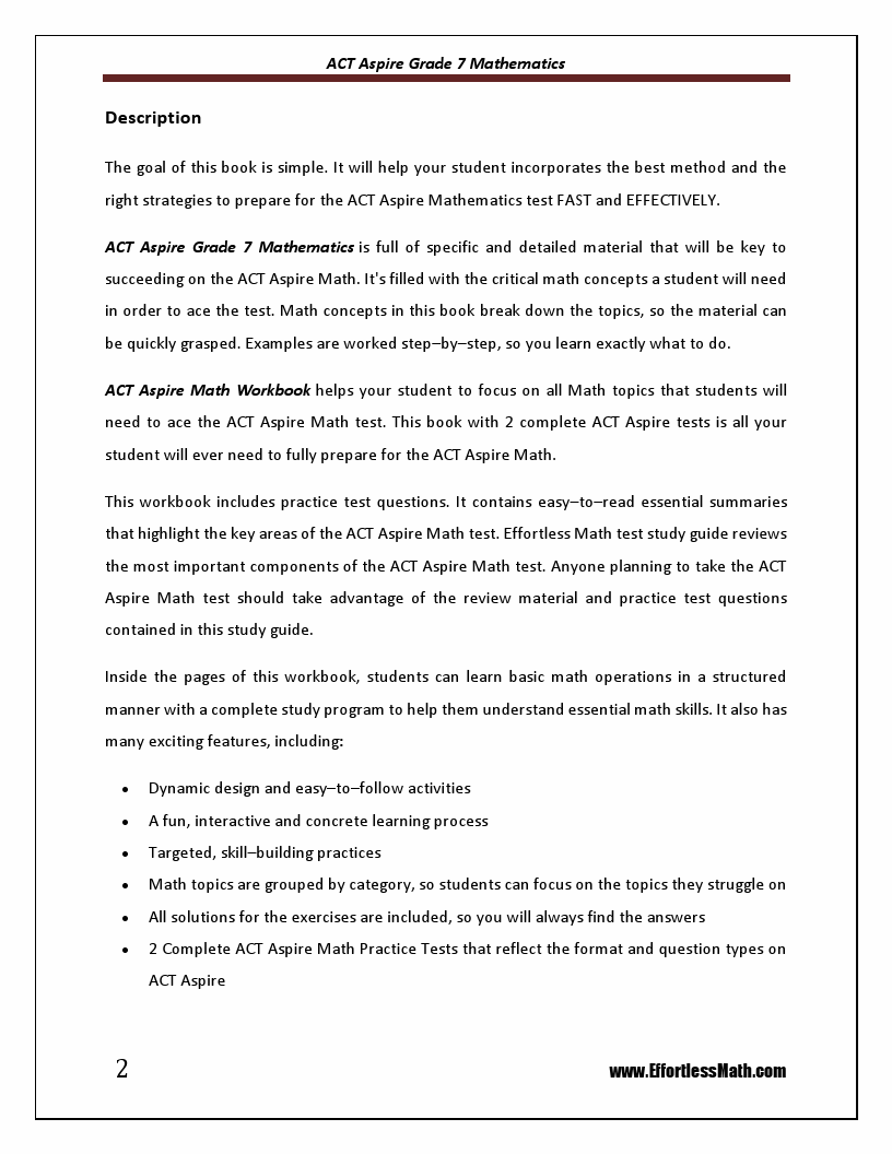 ACT Aspire Grade 7 Mathematics: A Comprehensive Review and Ultimate ...