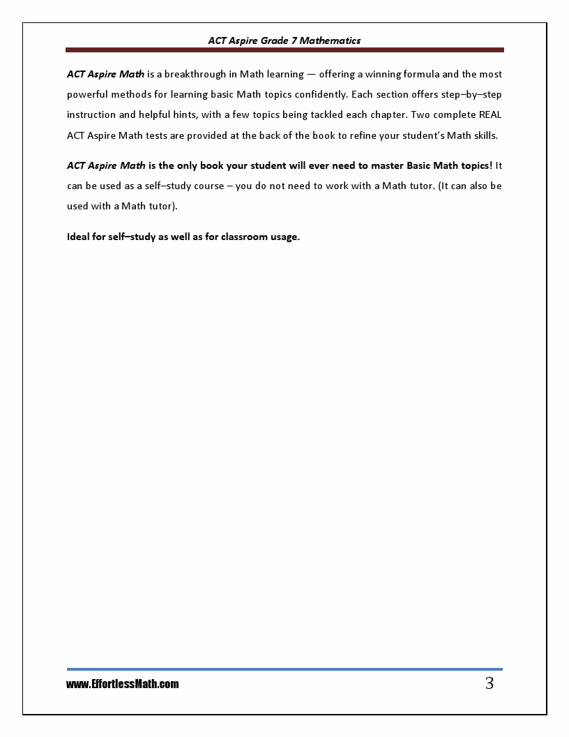 ACT Aspire Grade 7 Mathematics: A Comprehensive Review and Ultimate ...