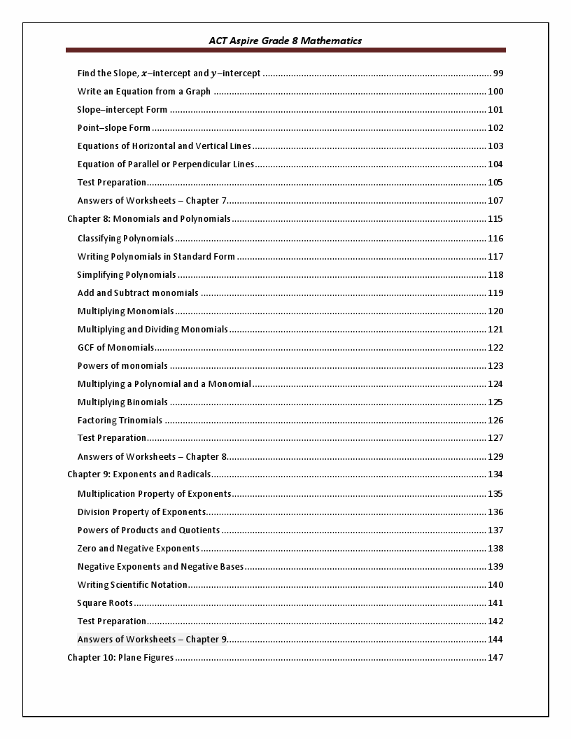 ACT Aspire Grade 8 Mathematics: A Comprehensive Review and Ultimate ...