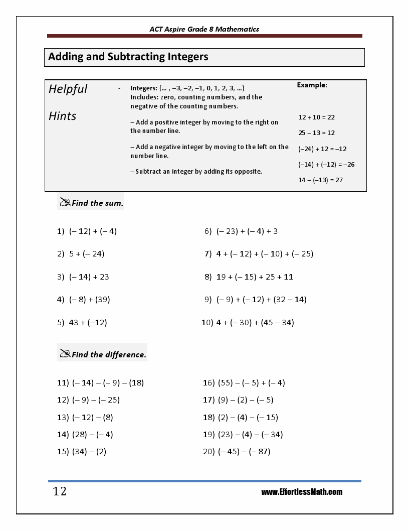 ACT Aspire Grade 8 Mathematics: A Comprehensive Review and Ultimate ...