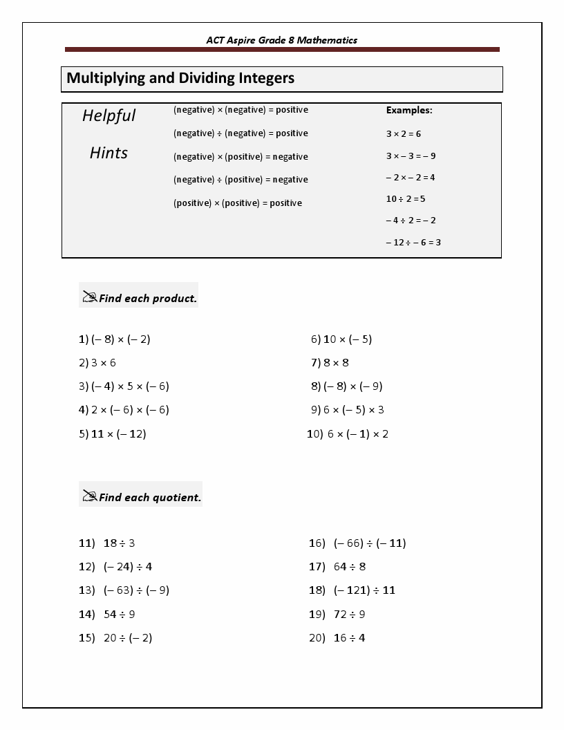ACT Aspire Grade 8 Mathematics: A Comprehensive Review and Ultimate ...
