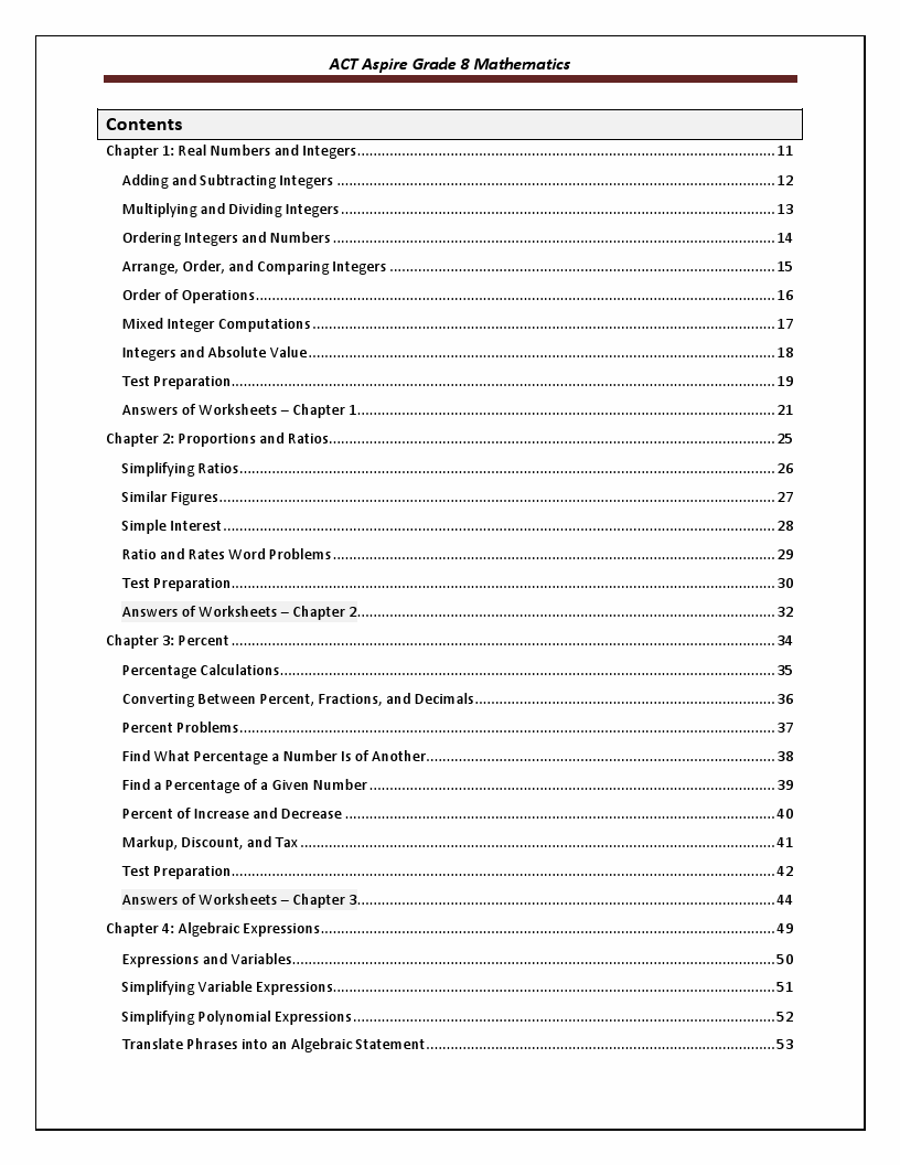 ACT Aspire Grade 8 Mathematics: A Comprehensive Review and Ultimate ...