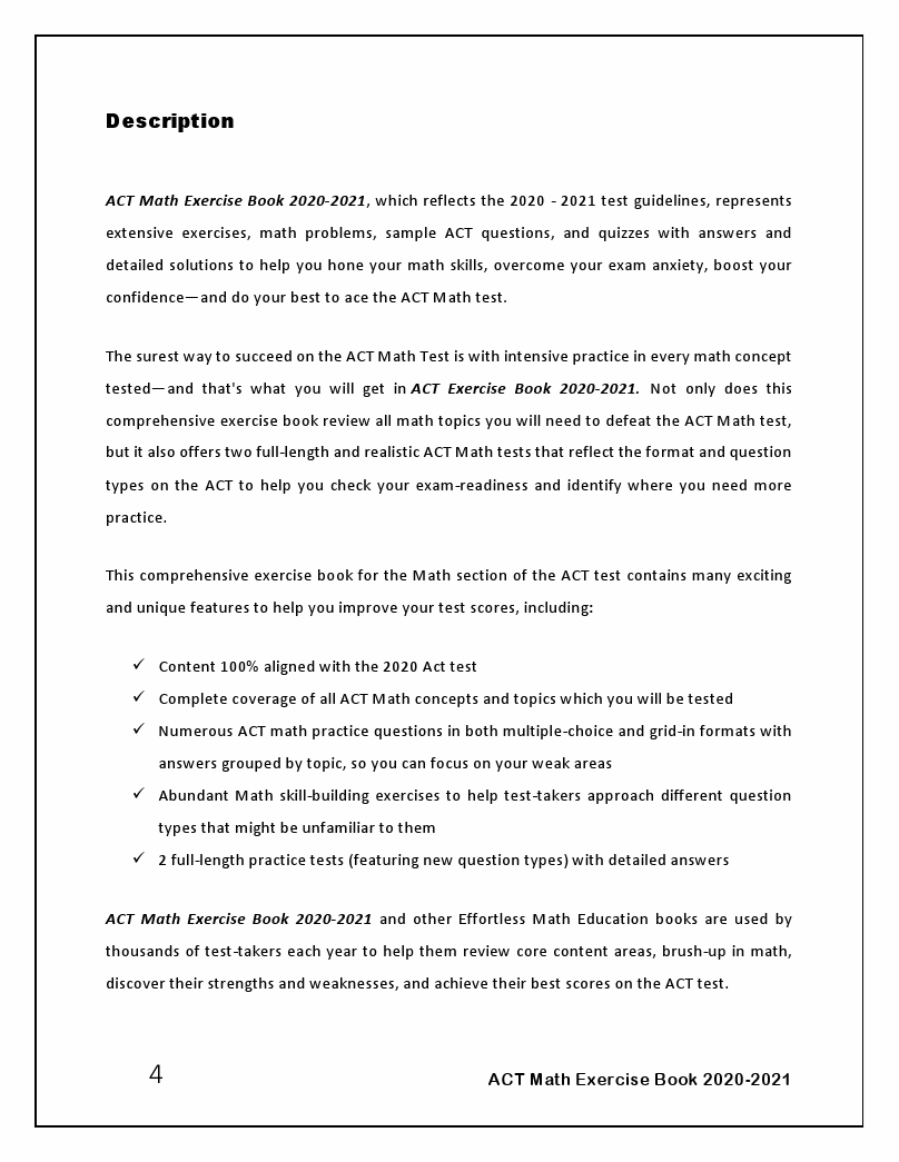 ACT Math Exercise Book 2020-2021: Student Workbook and Two Full-Length ...